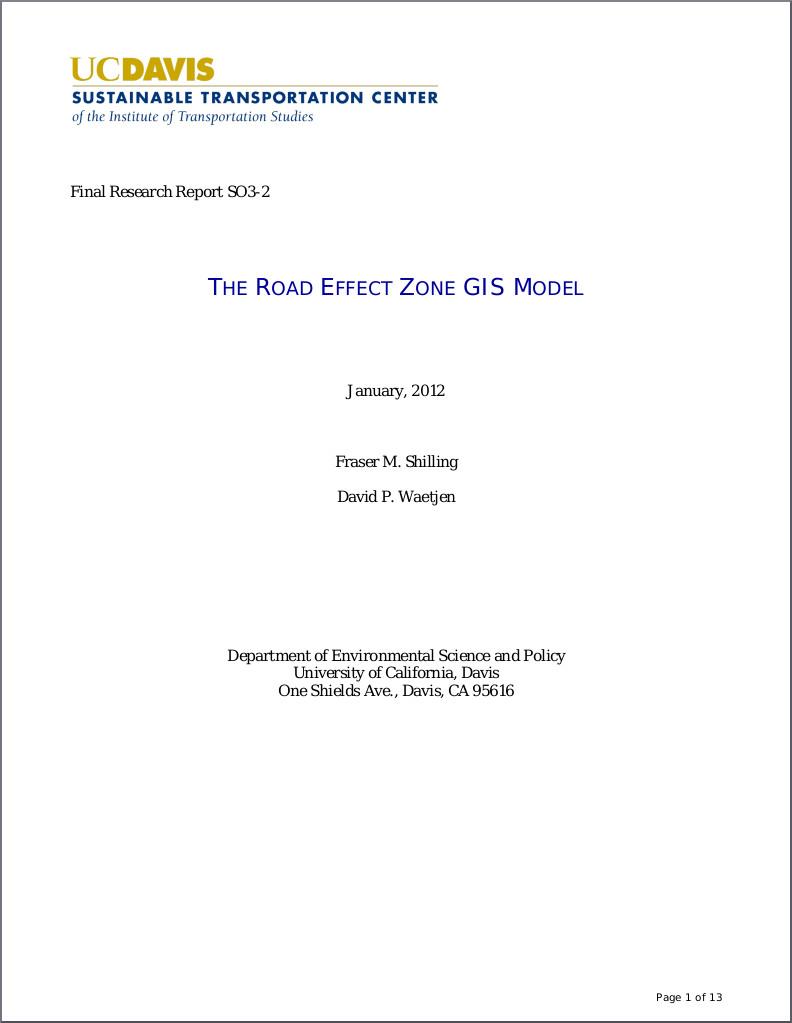 Final Report for the Road Effects Zone Project | Road Ecology Center